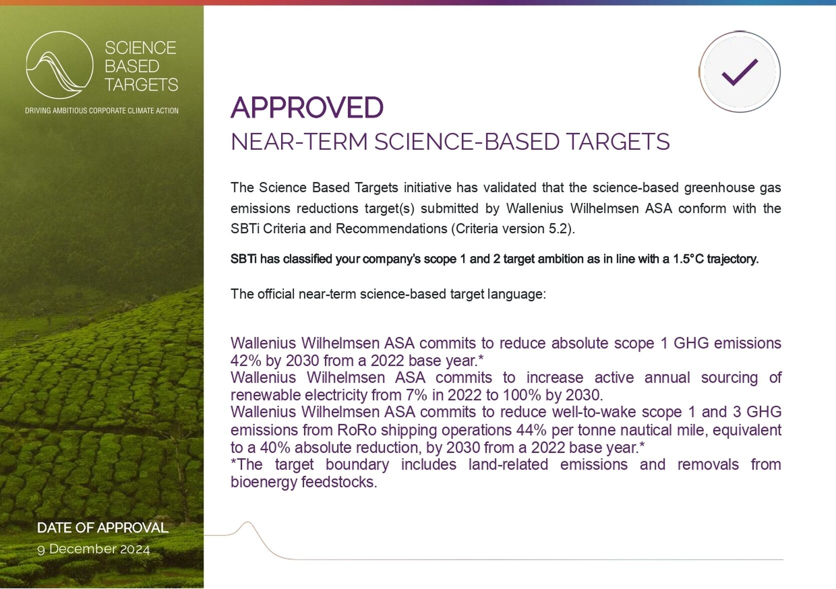 SBTi validates Wallenius Wilhelmsen’s near-term and net-zero targets ...